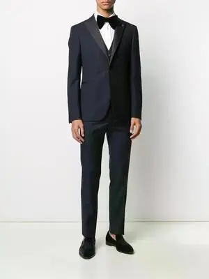 Tagliatore Satin Panel Suit Set - Blue