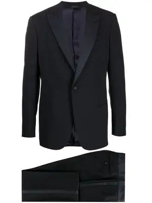 Giorgio Armani Single-breasted Wool Suit - Blue