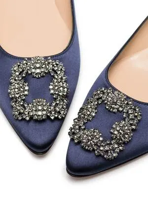 Manolo Blahnik Hangisi Appliqué Flat Pumps - Blue
