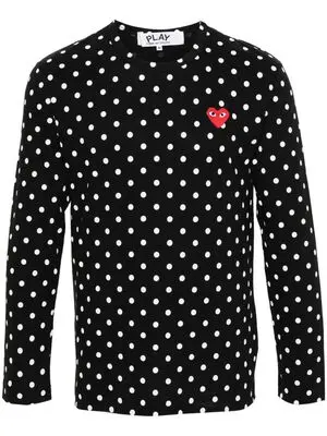 Play Comme Des Garcon Polka Dot Print T-shirt - Black