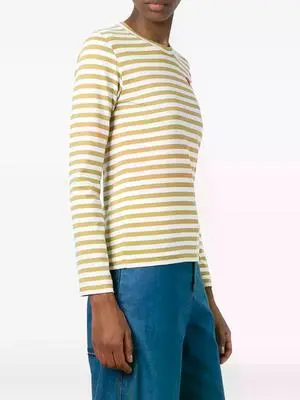 Play Comme Des Garcon Heart-patch Striped Top - Green