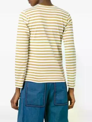 Play Comme Des Garcon Heart-patch Striped Top - Green
