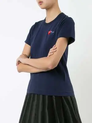 Play Comme Des Garcon Embroidered Heart T-shirt - Blue
