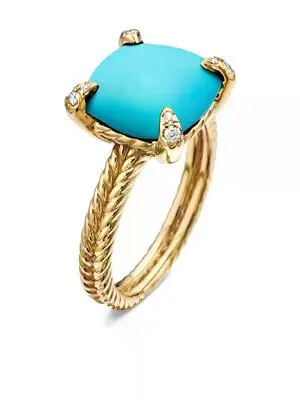 David Yurman 18kt Yellow Châtelaine Turquoise And Diamond Ring