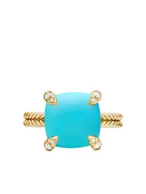David Yurman 18kt Yellow Châtelaine Turquoise And Diamond Ring