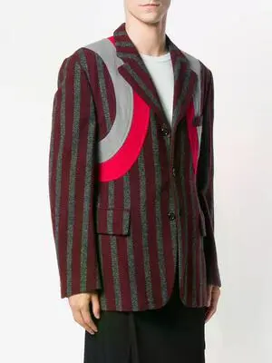 Comme Des Garçons Striped Appliqué Blazer