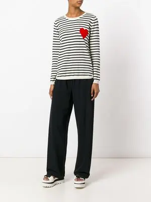 Chinti & Parker Breton Stripe Heart Jumper - Neutrals