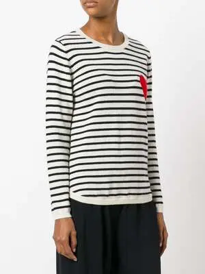 Chinti & Parker Breton Stripe Heart Jumper - Neutrals