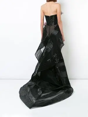 Marchesa Floral-embellished Strapless Gown