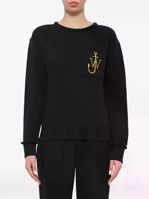 JW Anderson Washed Raw-edge Logo Sweatshirt - Black