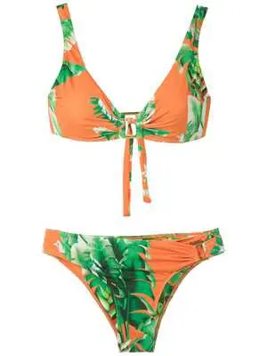 AMIR SLAMA Floral Print Bikini Set - Green