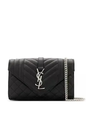Saint Laurent Envelope Matelassé Shoulder Bag - Black