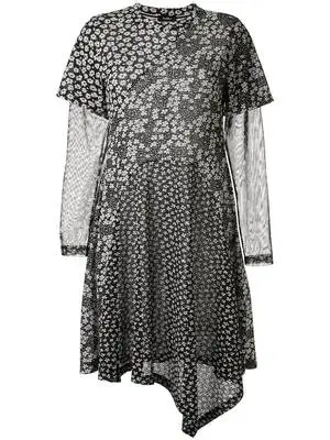 Goen.j Floral Print Asymmetric Dress - Black