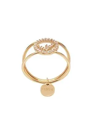 Fendi Crystal Detail Pendant Ring