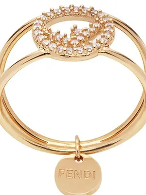 Fendi Crystal Detail Pendant Ring