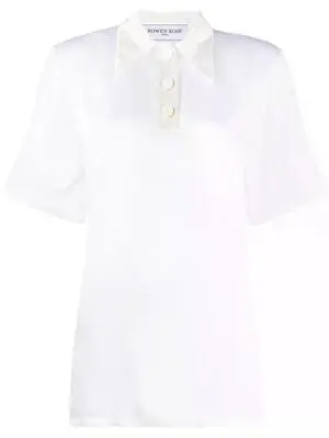 ROWEN ROSE Silk Pointed Collar Shirt - White