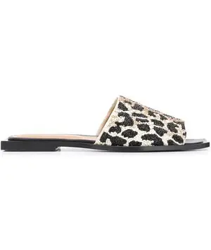 GANNI - Leopard-print Beaded Sandals