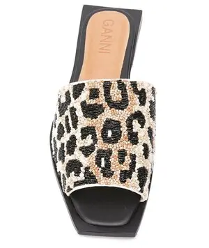 GANNI - Leopard-print Beaded Sandals