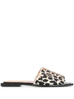 GANNI - Leopard-print Beaded Sandals