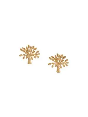 Mulberry Logo Tree Stud Earrings - Gold
