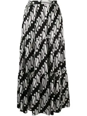 Andrew Gn Geometric Flared Maxi Skirt