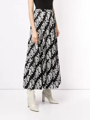 Andrew Gn Geometric Flared Maxi Skirt