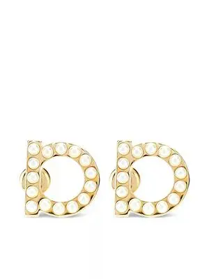 FERRAGAMO Embellished Gancio Stud Earrings - Metallic