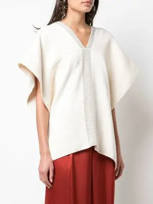 Voz Short-sleeve Flared Sweater - White
