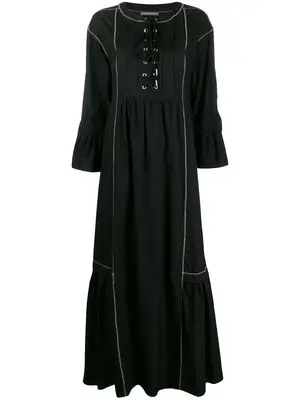 Alberta Ferretti Lace-up Flared Maxi Dress