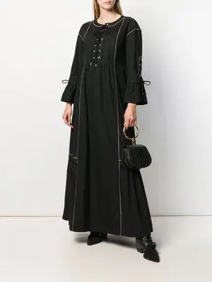 Alberta Ferretti Lace-up Flared Maxi Dress