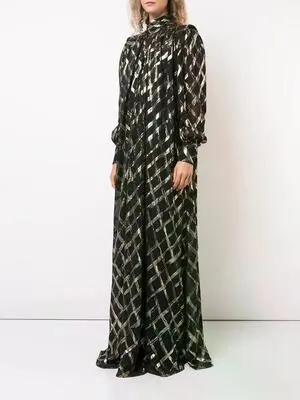 Alberta Ferretti Crosshatch Maxi Dress