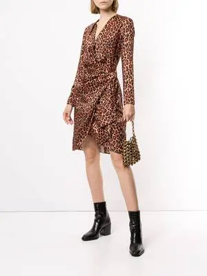 Paule Ka Leopard Print Wrap Dress