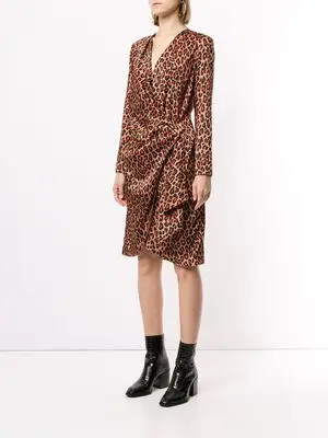 Paule Ka Leopard Print Wrap Dress