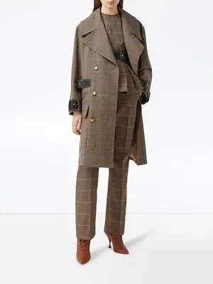 Burberry Houndstooth Check Wool Double-breasted Coat