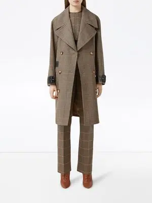 Burberry Houndstooth Check Wool Double-breasted Coat