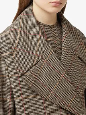 Burberry Houndstooth Check Wool Double-breasted Coat