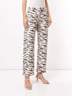 REJINA PYO Tiger Print Straight Trousers