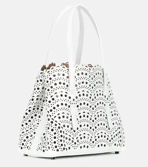 Alaïa Le Mina 25 Vienne Wave Leather Tote Bag - White