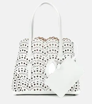 Alaïa Le Mina 25 Vienne Wave Leather Tote Bag - White