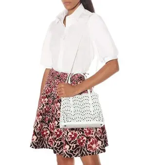 Alaïa Le Mina 25 Vienne Wave Leather Tote Bag - White