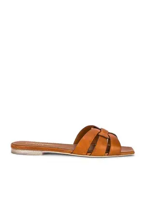 Saint Laurent Tribute Flat Sandal - Amber