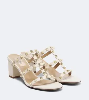 Valentino Garavani Rockstud Spike Leather Sandals - White