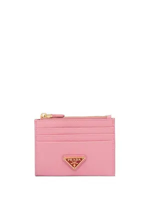 Prada Logo Plaque Zipped Wallet