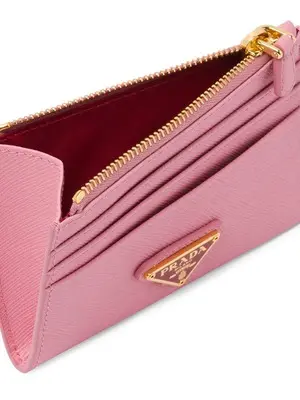Prada Logo Plaque Zipped Wallet