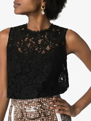 Dolce & Gabbana Cordonetto Lace Tank Top - Black