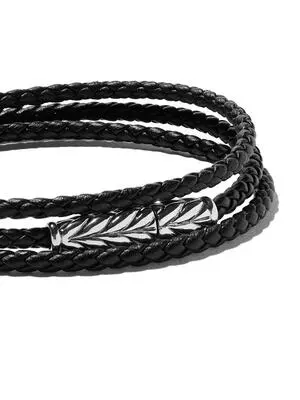 David Yurman Sterling Silver Chevron Triple Wrap Bracelet - Black