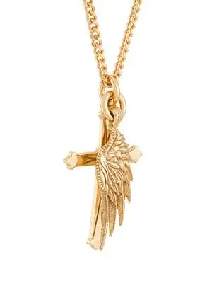 Emanuele Bicocchi Wing & Cross Pendant Necklace