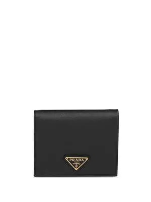 Prada Logo Plaque Wallet - Black