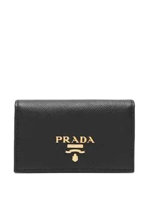 Prada Logo-plaque Foldover Cardholder - Black