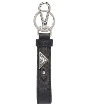 Prada Triangle-logo Leather Keychain - Black
